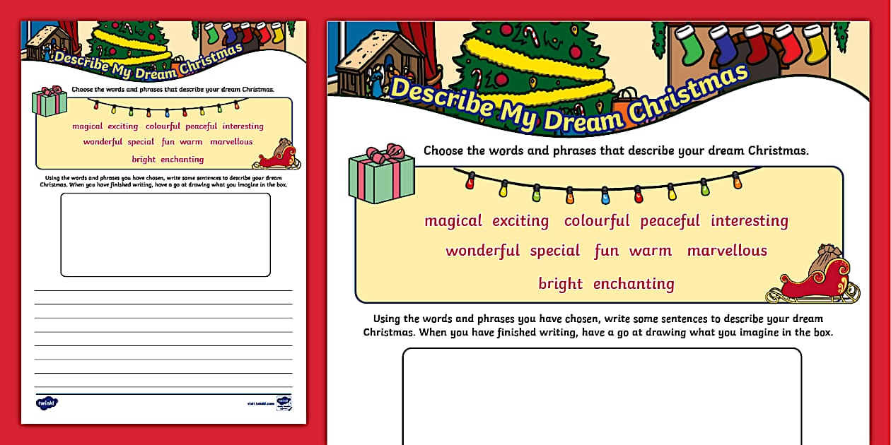 Describe My Dream Christmas Activity Sheet (teacher made)