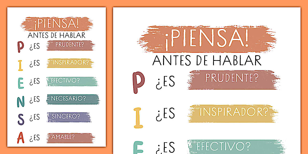 Póster: Piensa antes de hablar – Twinkl Art Gallery