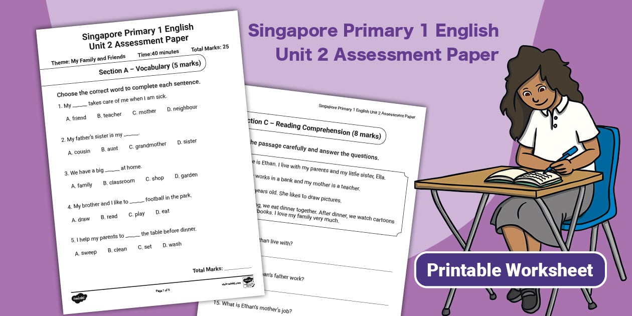 Singapore Primary 1 English Unit 2 Assessment Paper | Reading and Language