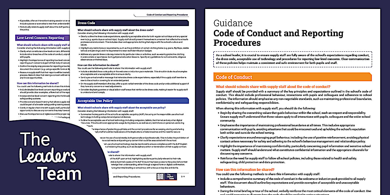 Code of Conduct and Reporting Procedures - SLT - Twinkl
