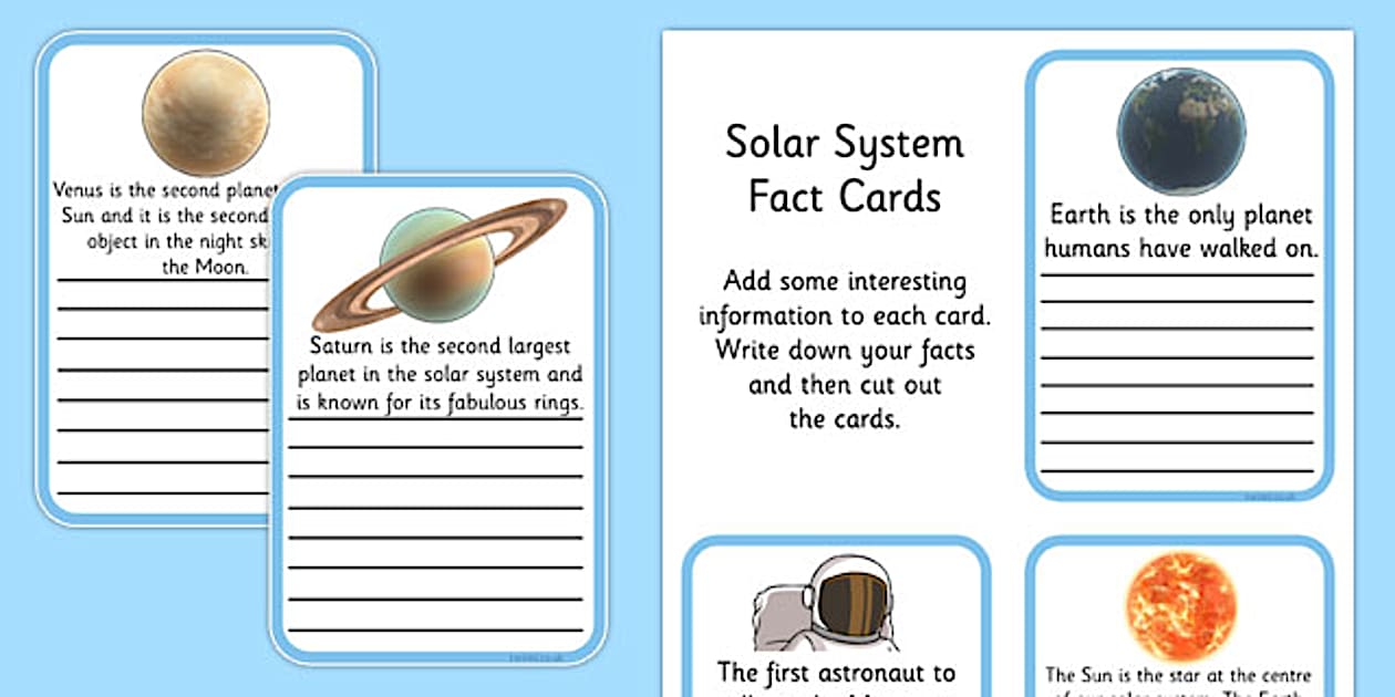 Editable Finish the Solar System Fact Cards - Twinkl