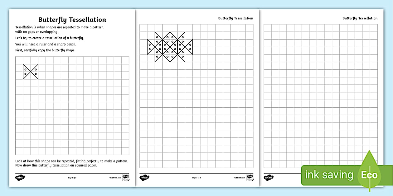 Summer Butterfly Tessellation Activity Sheet (teacher made)