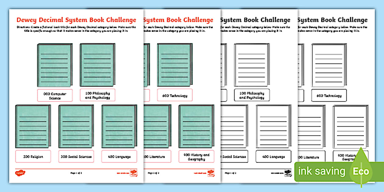 Dewey Decimal System Book Challenge for 3rd-5th Grade