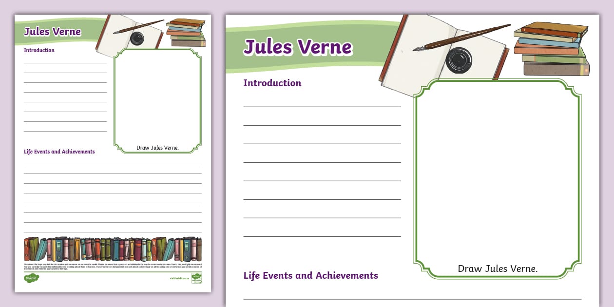 Jules Verne Biography Template (teacher made) - Twinkl