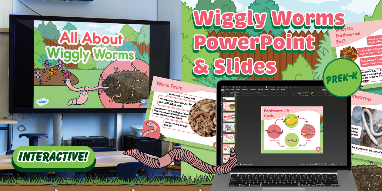 All About Wiggly Worms PowerPoint & Google Slides for PreK-K