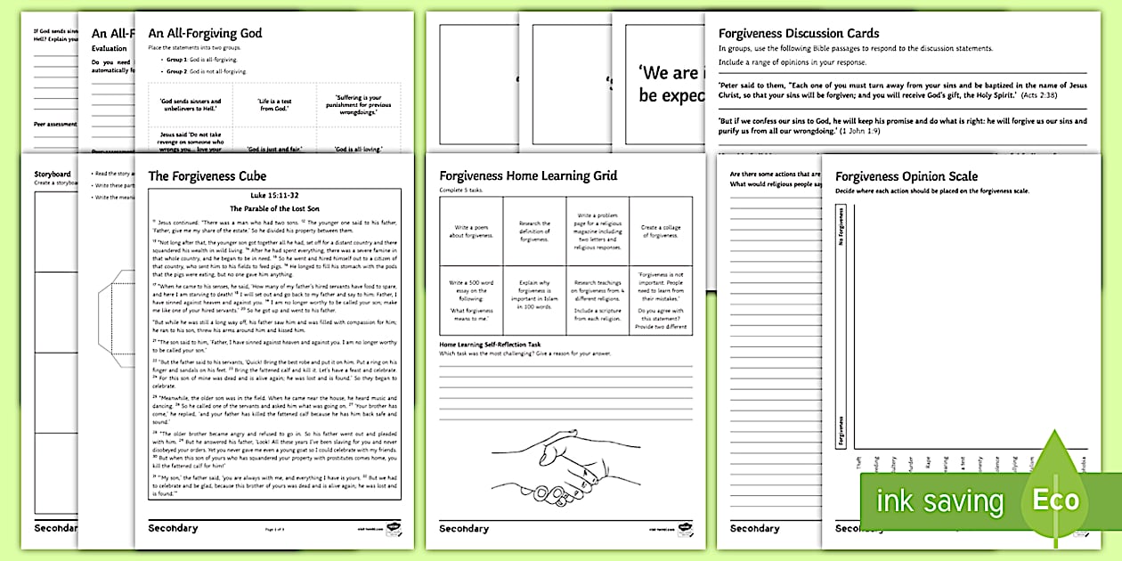 Forgiveness in Religion Worksheet / Worksheets - Twinkl