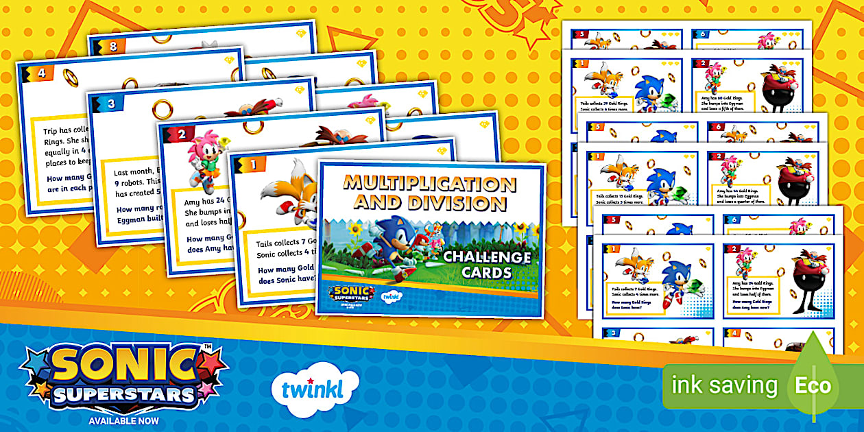 FREE! - 👉 Sonic: Multiplication and Division Challenge Cards Ages 7-9