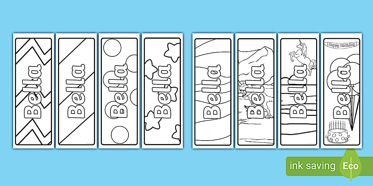 Bella Name Simple Colouring Bookmarks (teacher made)
