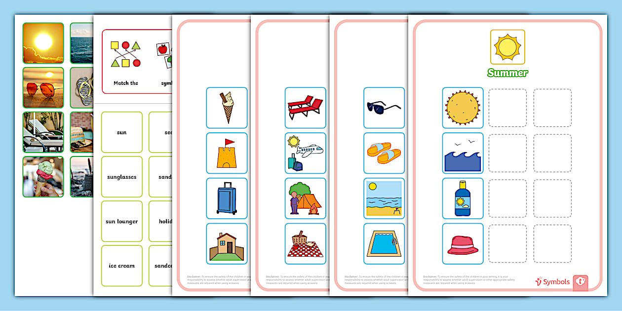 Twinkl Symbols: Summer Symbol Matching Activity - Twinkl