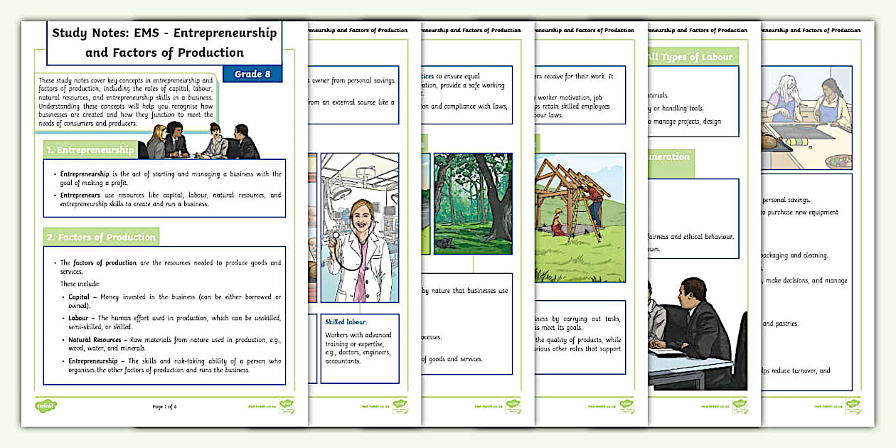 Entrepreneurship Grade 8 Study Notes Term 2 - Twinkl