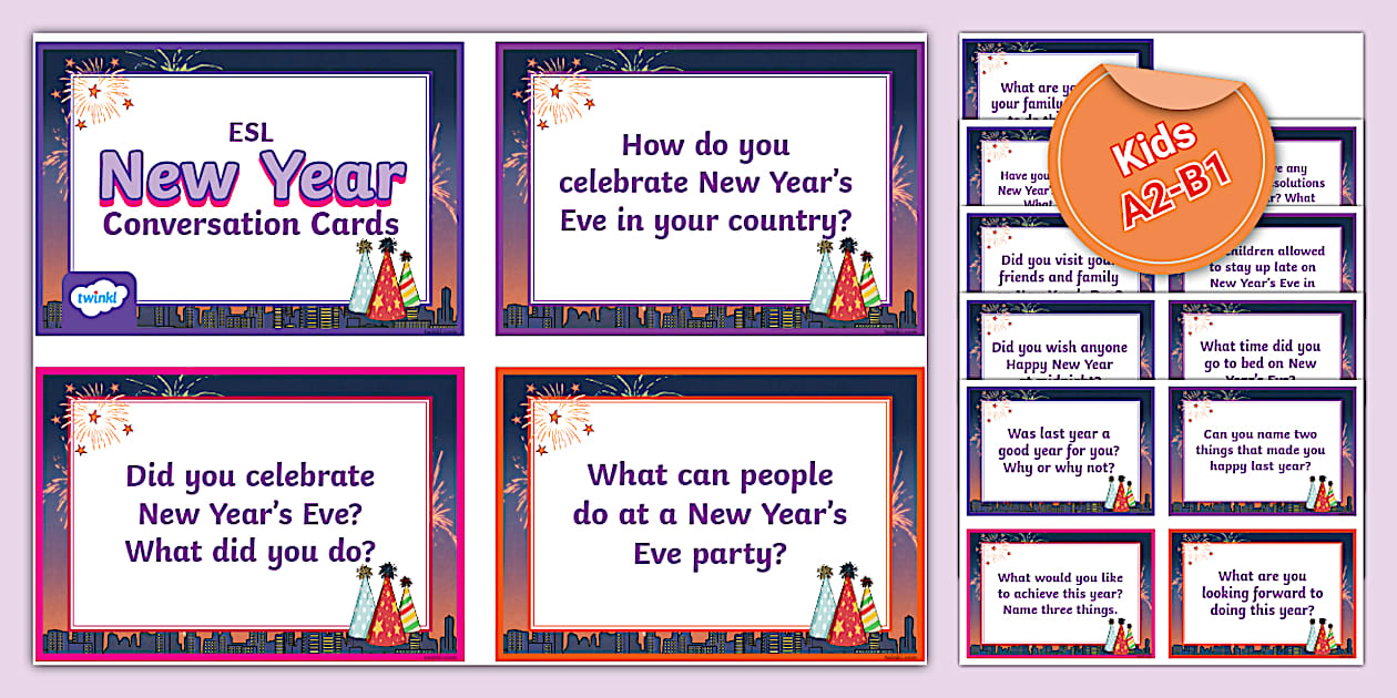 ESL New Year Lesson | ESL New Year Conversation Cards