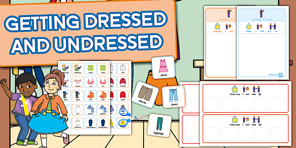 Twinkl Symbols: Getting Dressed and Undressed Sequencing