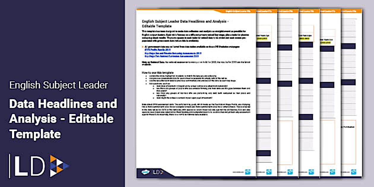 English Subject Leader: Data Headlines - Editable Template