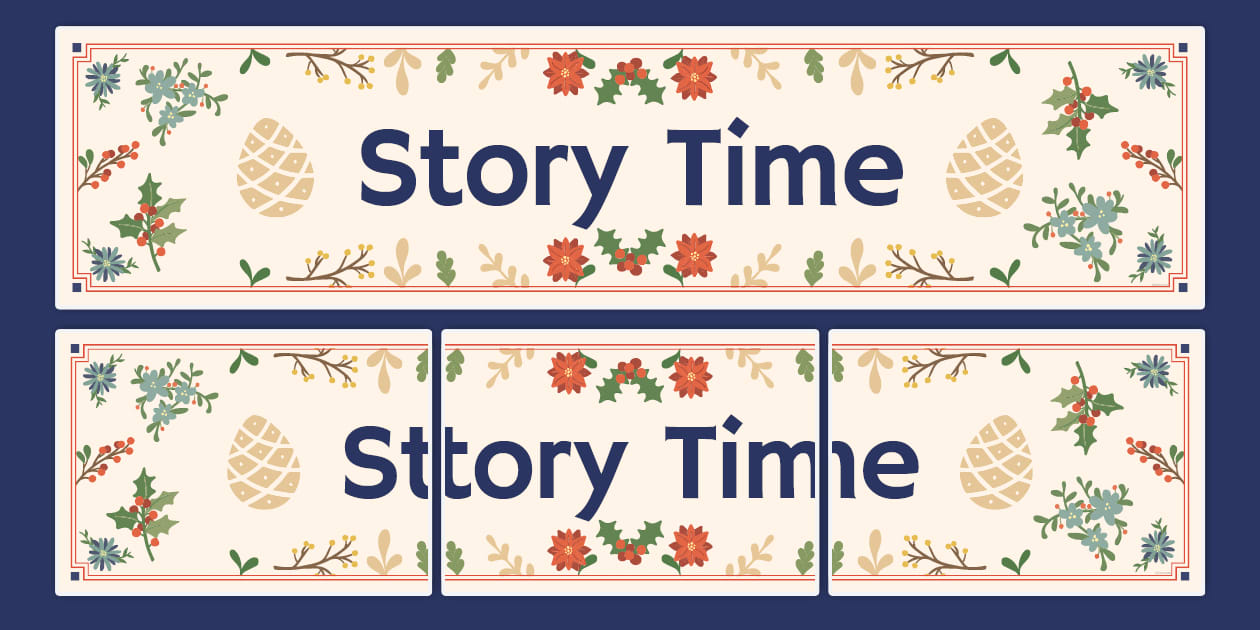 Winter Botanical Themed Story Time Display Banner - Twinkl
