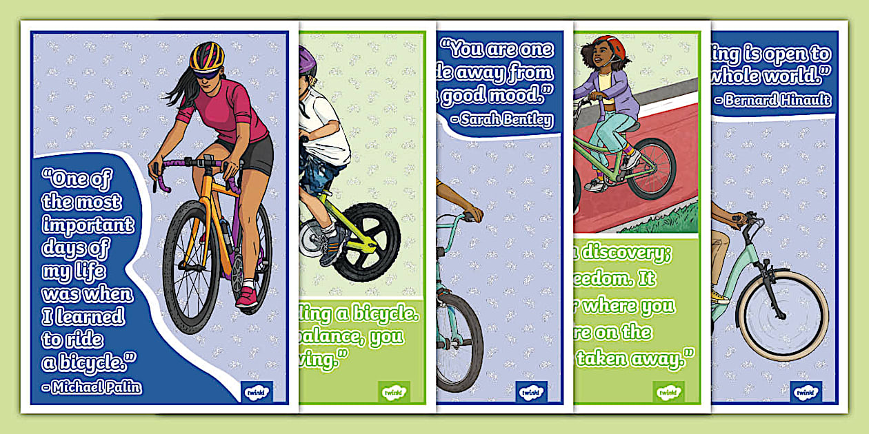 Cycling Motivational Quotes Posters (teacher made) - Twinkl