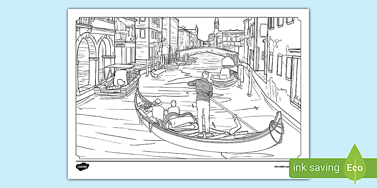 Gondola Ride in Venice - Colouring (teacher made) - Twinkl