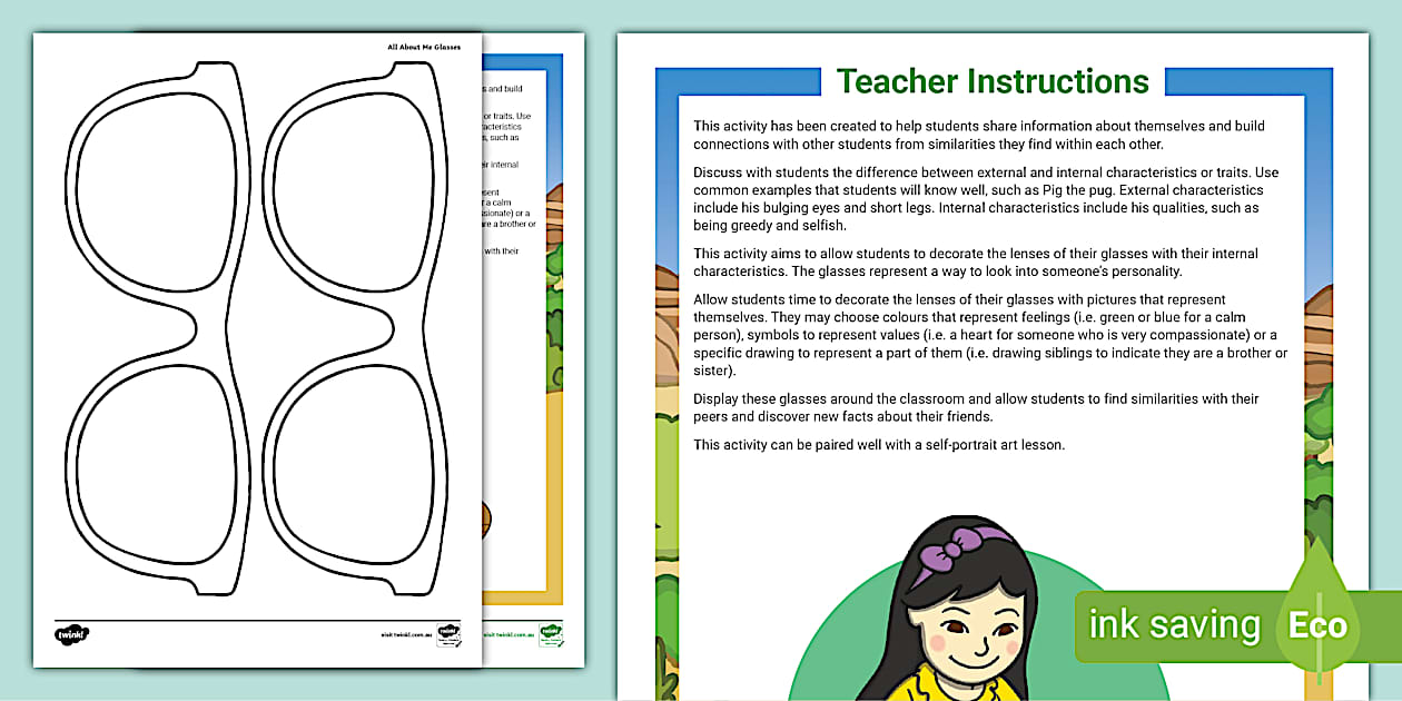 All About Me Glasses Activity (Teacher-Made) - Twinkl