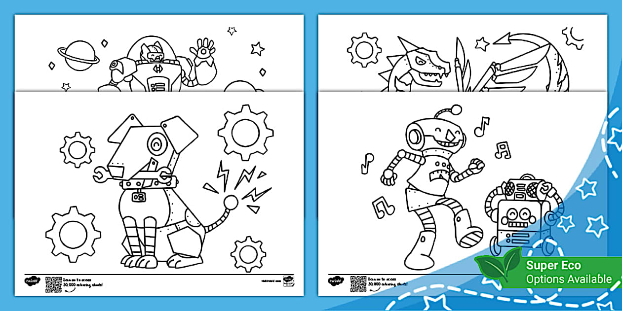 KS1 Robot Coloring Worksheets (Teacher-Made) - Twinkl