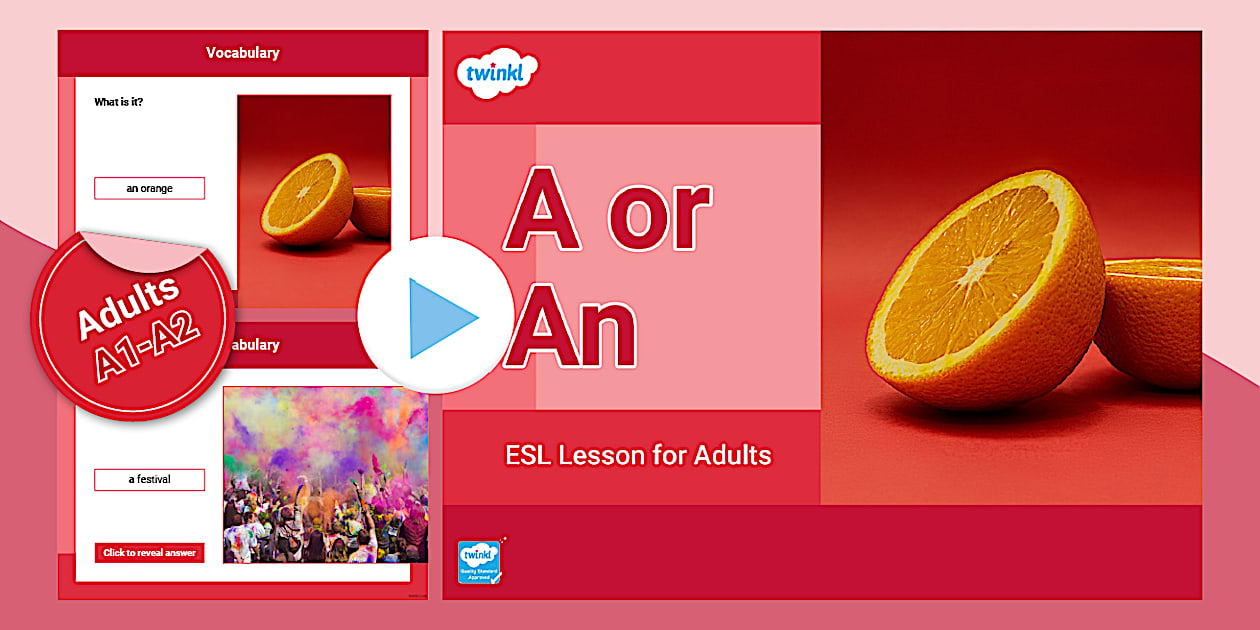 ESL A or An PPT [Adults, A1-A2] (teacher made) - Twinkl