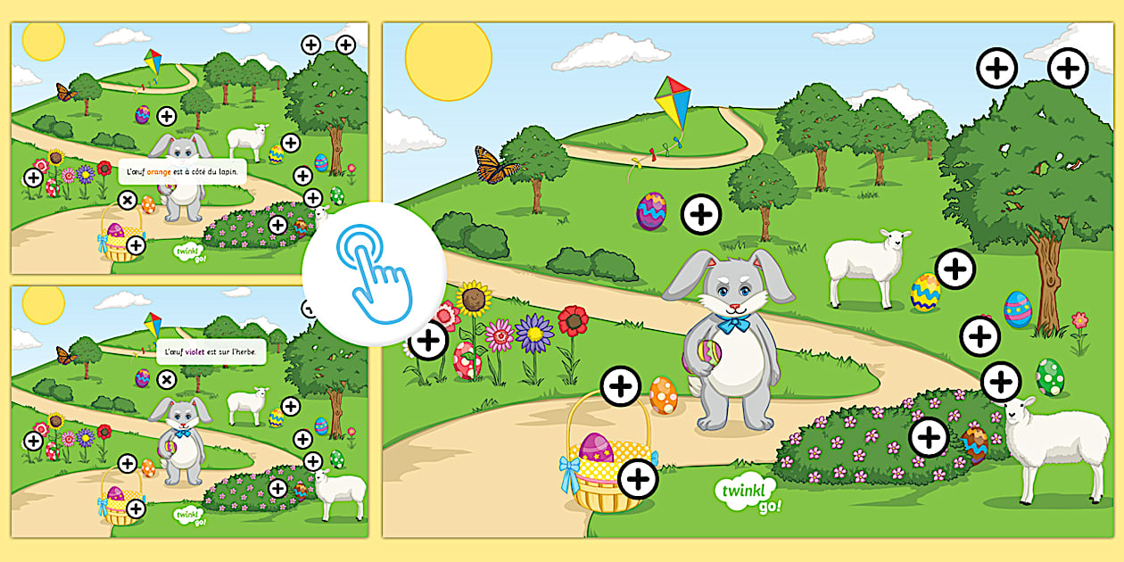 Easter Egg Prepositions Picture Hotspots French - Twinkl
