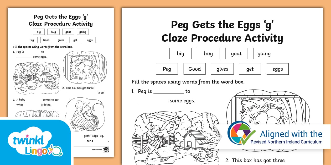 Peg Gets the Eggs 'g' Cloze Procedure Activity - Twinkl