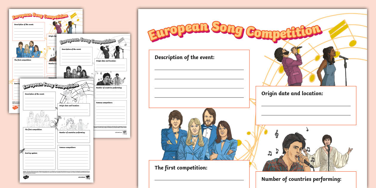European Song Competition Fact File Template - Twinkl