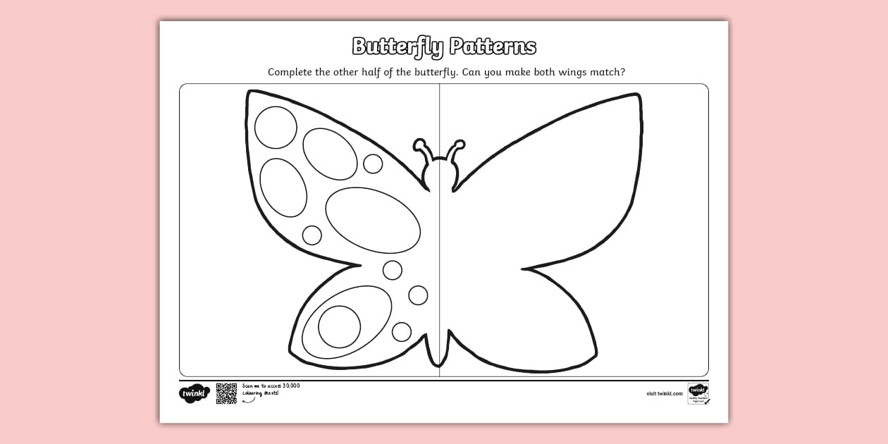 Butterfly Patterns Worksheet - Twinkl - KS1 (teacher made)