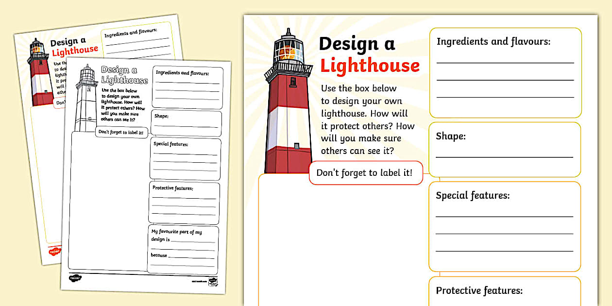 Design a Lighthouse Worksheet (teacher made) - Twinkl