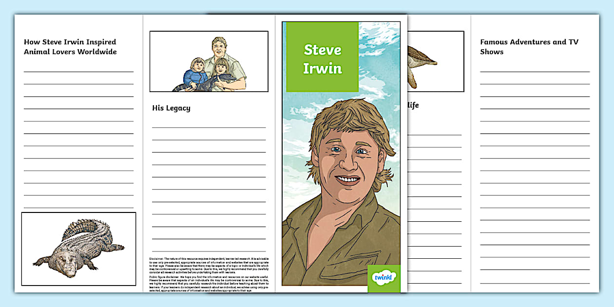 Steve Irwin Leaflet Template - Twinkl