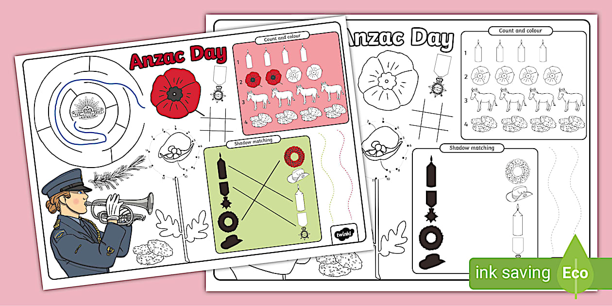 Anzac Day Activity Mat (Kindergarten/Foundation) - Twinkl