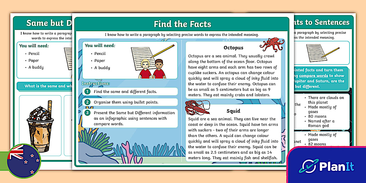 During Year 3: Writing: Same but Different Challenge Cards