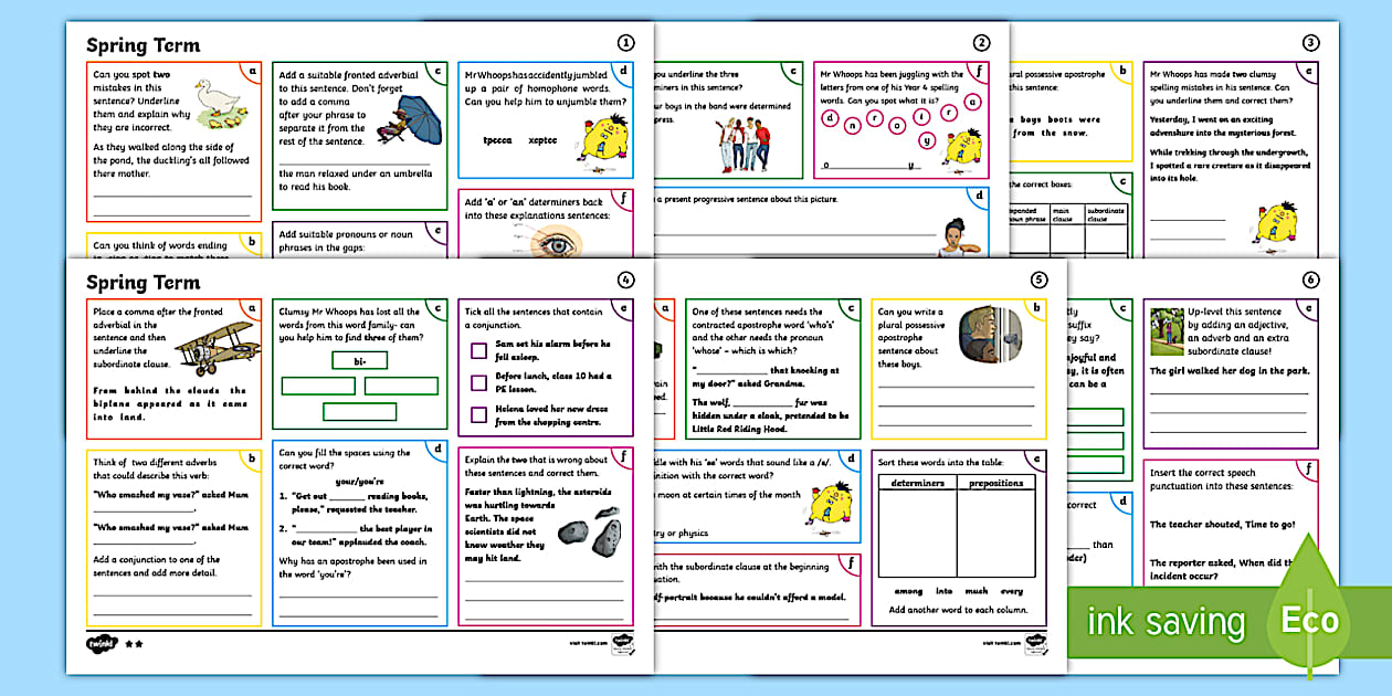Year 4 Spring Term 2 SPaG Activity Mats - Twinkl