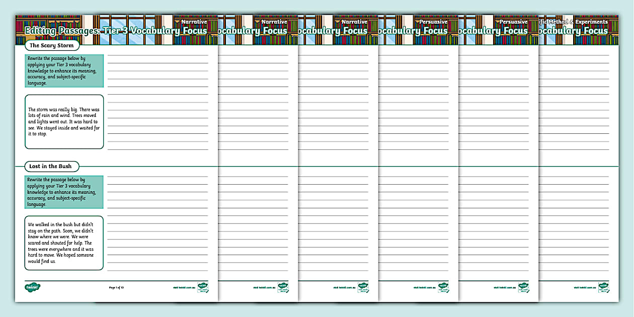 Editing Passages: Tier 3 Vocabulary Focus - Twinkl