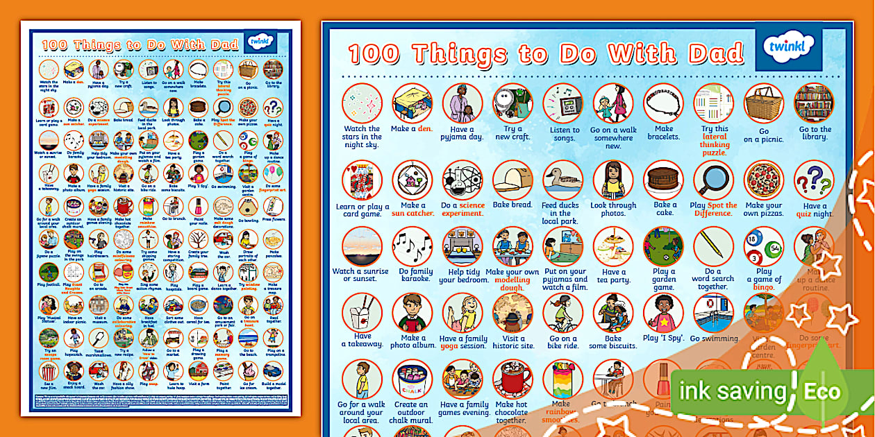 100 Things to Do With Dad Poster (Teacher-Made) - Twinkl