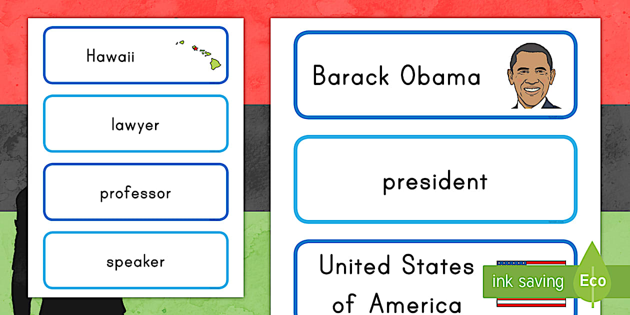 Printable Barack Obama Word Cards for Kids | Twinkl USA