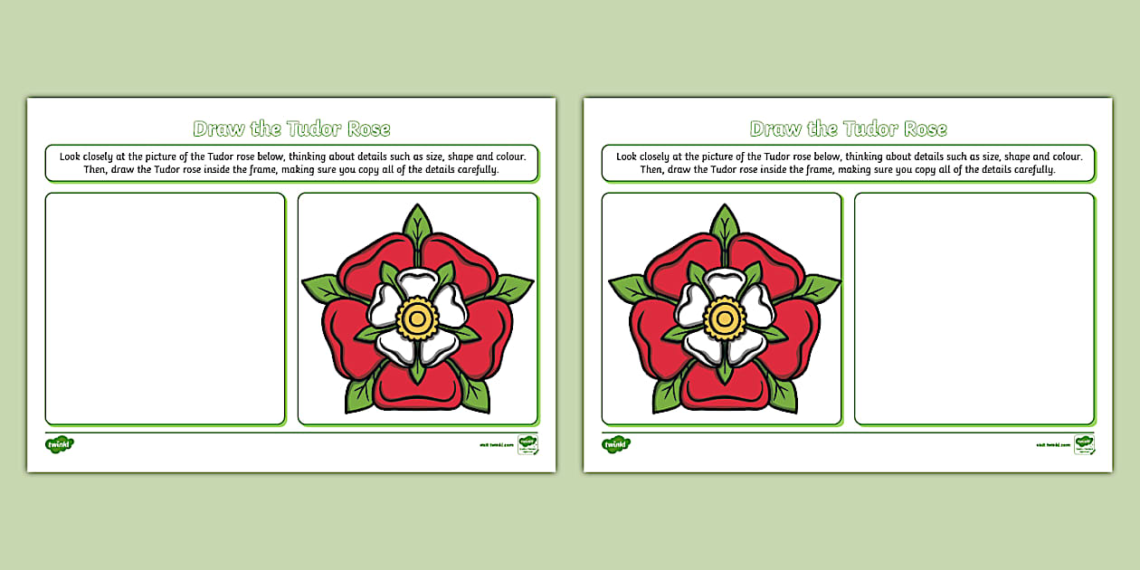 Draw the Tudor Rose Worksheet (Teacher-Made) - Twinkl