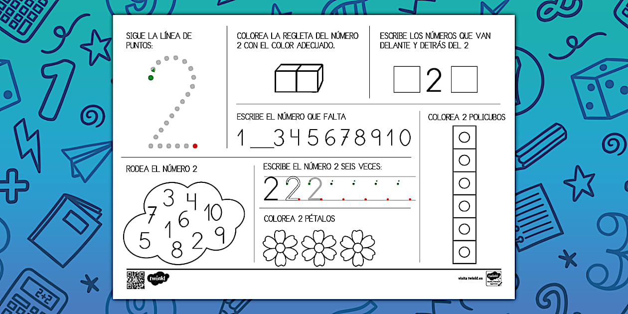Ficha de grafomotricidad del número 2 (teacher made)