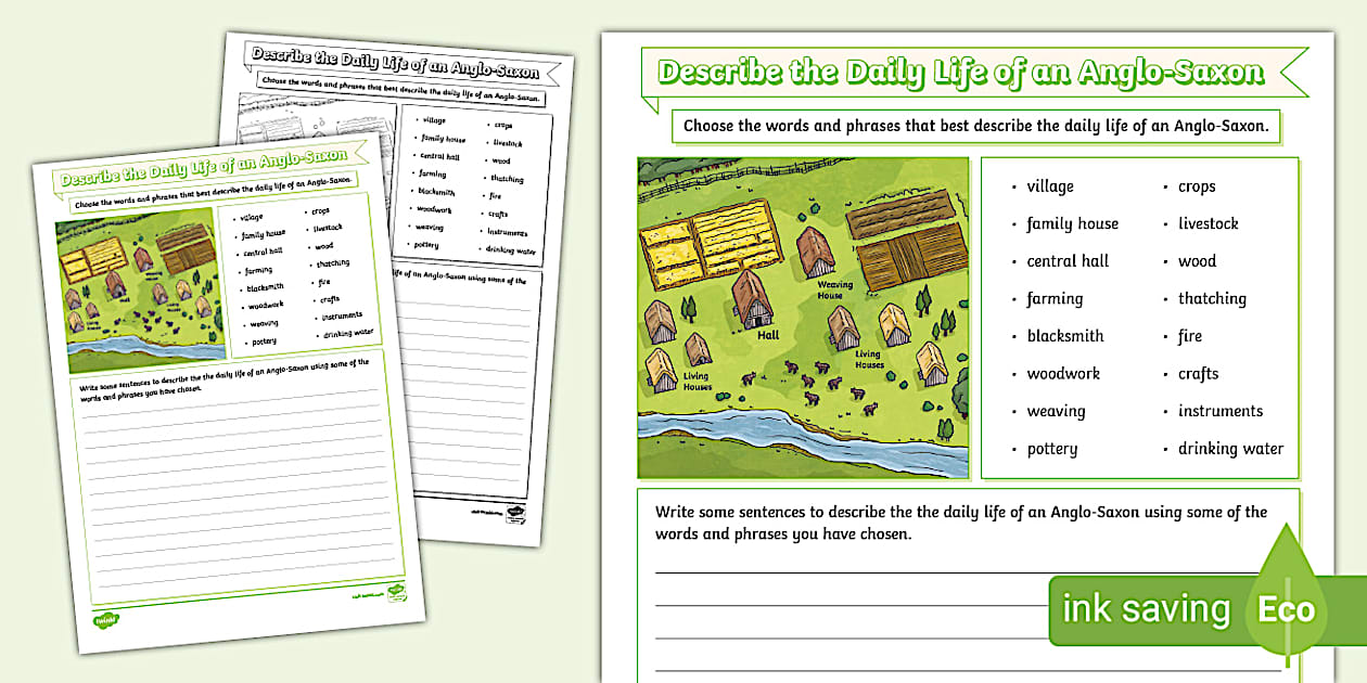 Describe the Daily Life of an Anglo-Saxon Worksheet - Twinkl