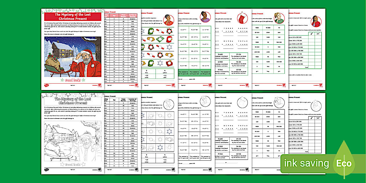 The Lost Christmas Present - Christmas Math Mystery Game