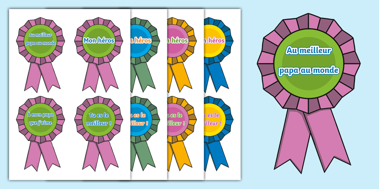 Badges pour la fête des pères (professor feito) - Twinkl