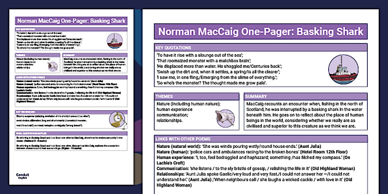 Norman MacCaig One-Pager: Basking Shark