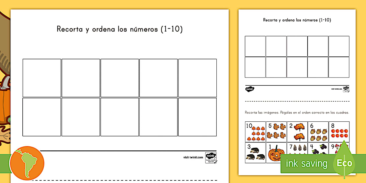 Ficha de actividad: Ordenar números hasta 10 (teacher made)
