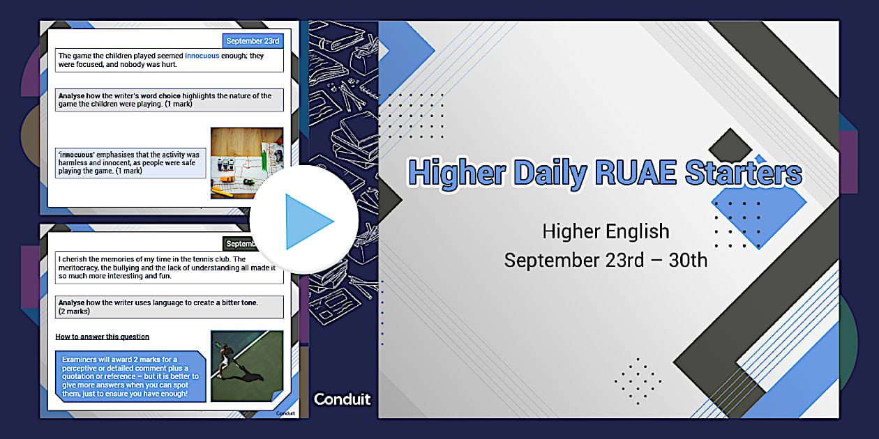Higher Daily RUAE Starters Sep 23rd - 30th (Teacher-Made)