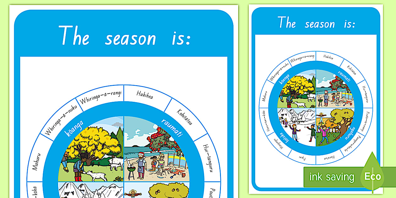 New Zealand Four Seasons Wheel - Te Reo Māori Poster