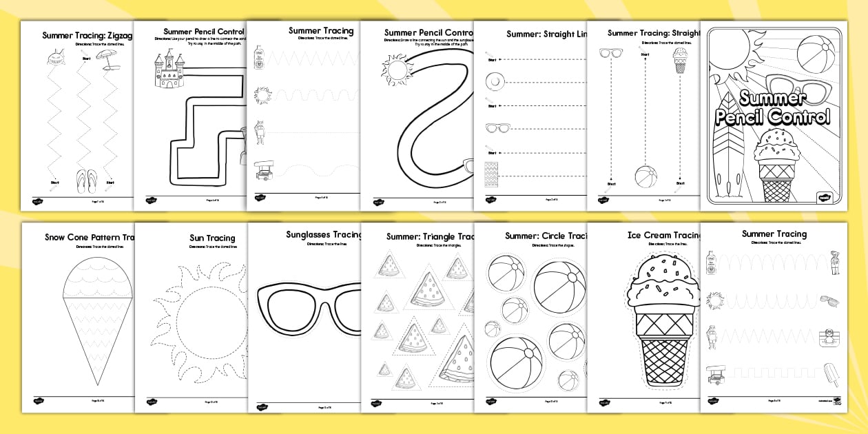 Summer Pencil Control Activity Booklet (teacher made)