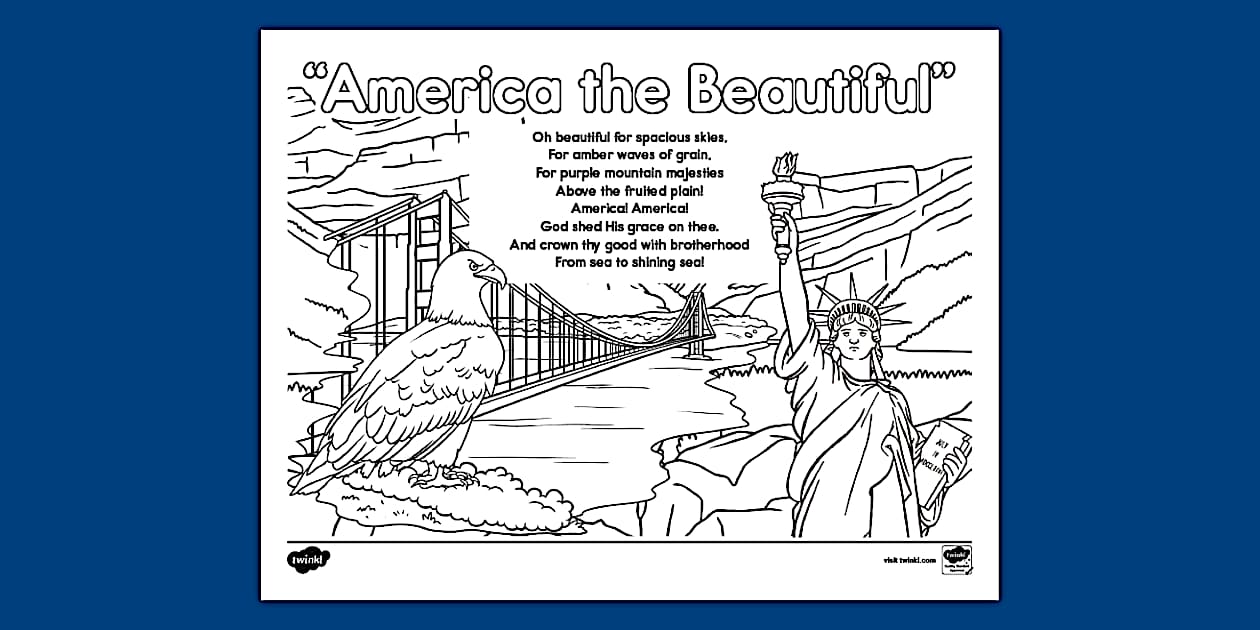 America the Beautiful Lyrics Coloring Activity | Twinkl USA
