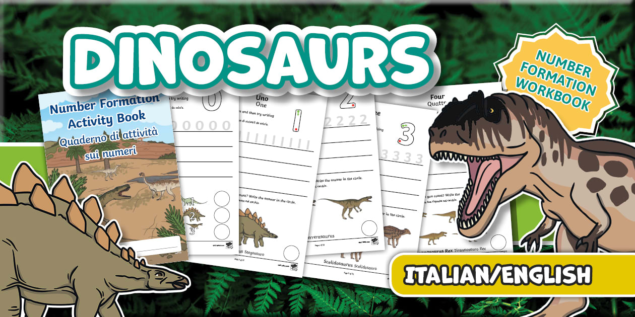 Number Formation Activity Book (Dinosaurs) Italian/English