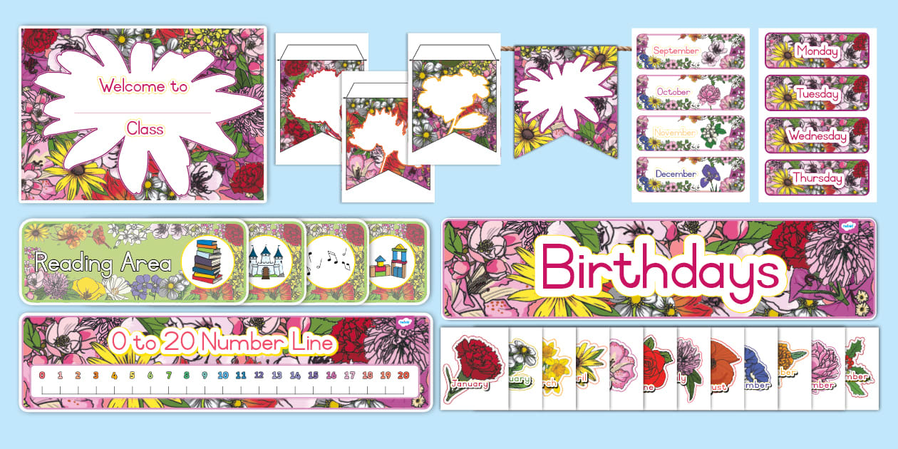 Flowers-Themed Classroom Display Pack (teacher made)