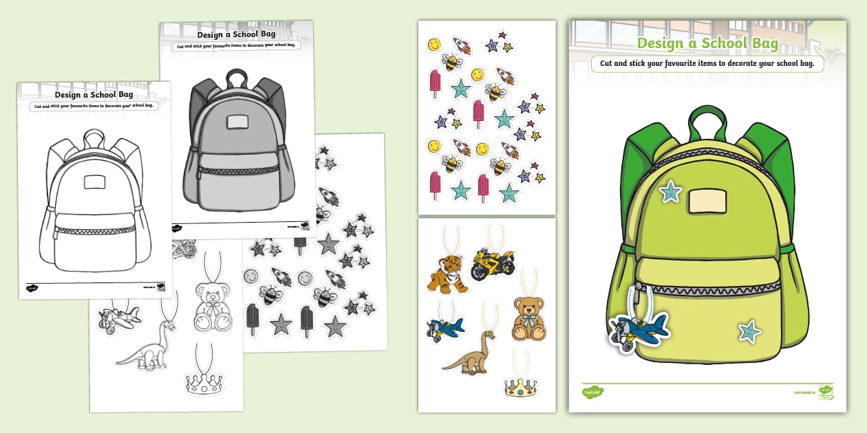 * NEW * Design a School Bag Cut and Stick Activity - Twinkl