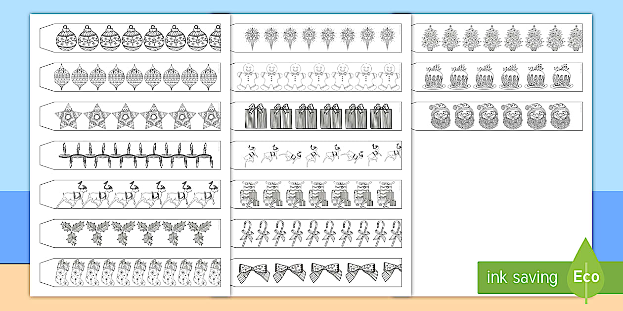 Australian Christmas Mindfulness Colouring Paper Chain Colouring Pages